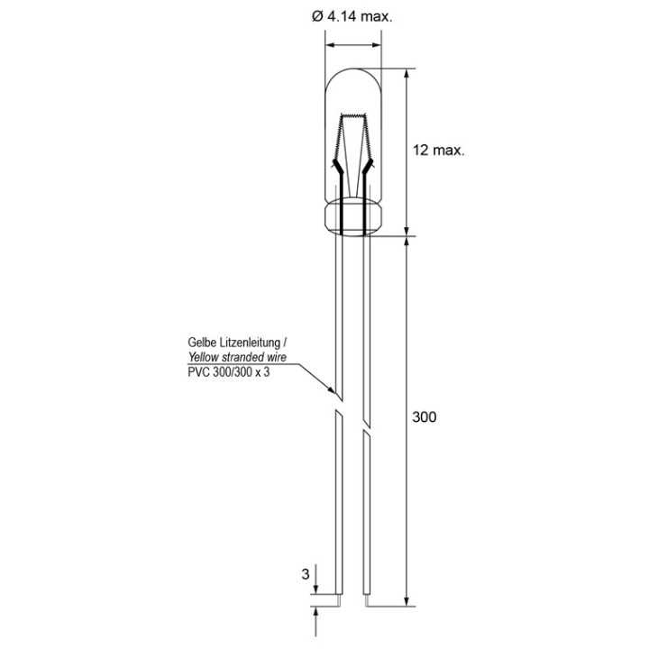 Bec T1¼ 4.14mm Subminiatura 14V 80mA 1.1W incandescent alb-cald...