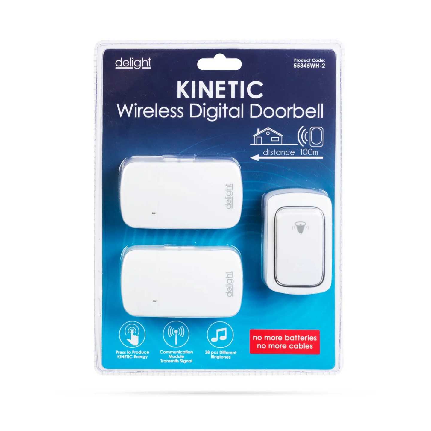 Sonerie alba fara fir si fara baterie Kinetic 2x receptori delight ...